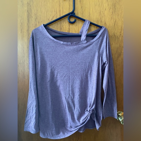 Tops | Purple Long Sleeve Top W One Knotted Bottom Front Corner | Poshmark